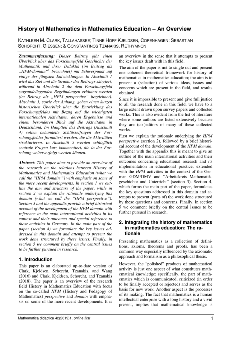 The Evolution of Mathematics: A Historical Perspective on Klein's ...